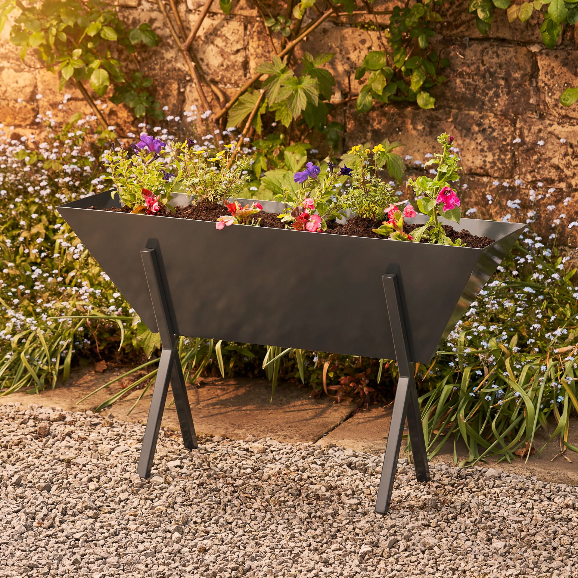 Raised Planter On Metal Legs HONEY JOY Metal Outdoor Indoor Raised