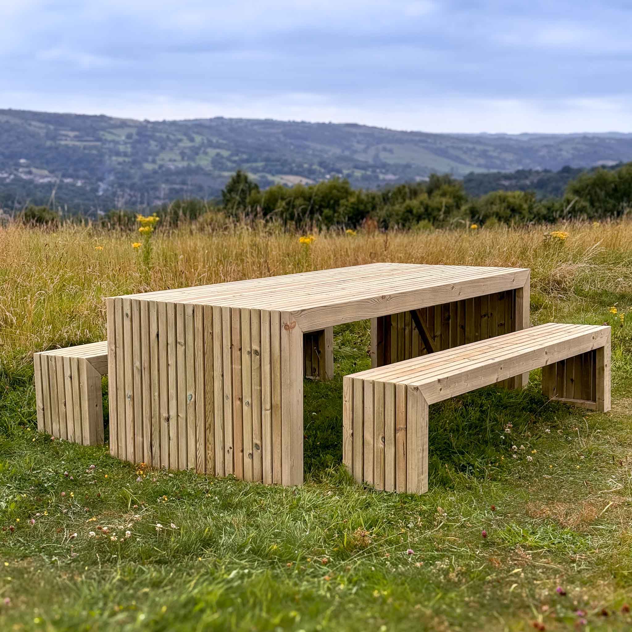 Rustic Outdoor Dining Table Set | Fully Assembled | Free UK Delivery ...