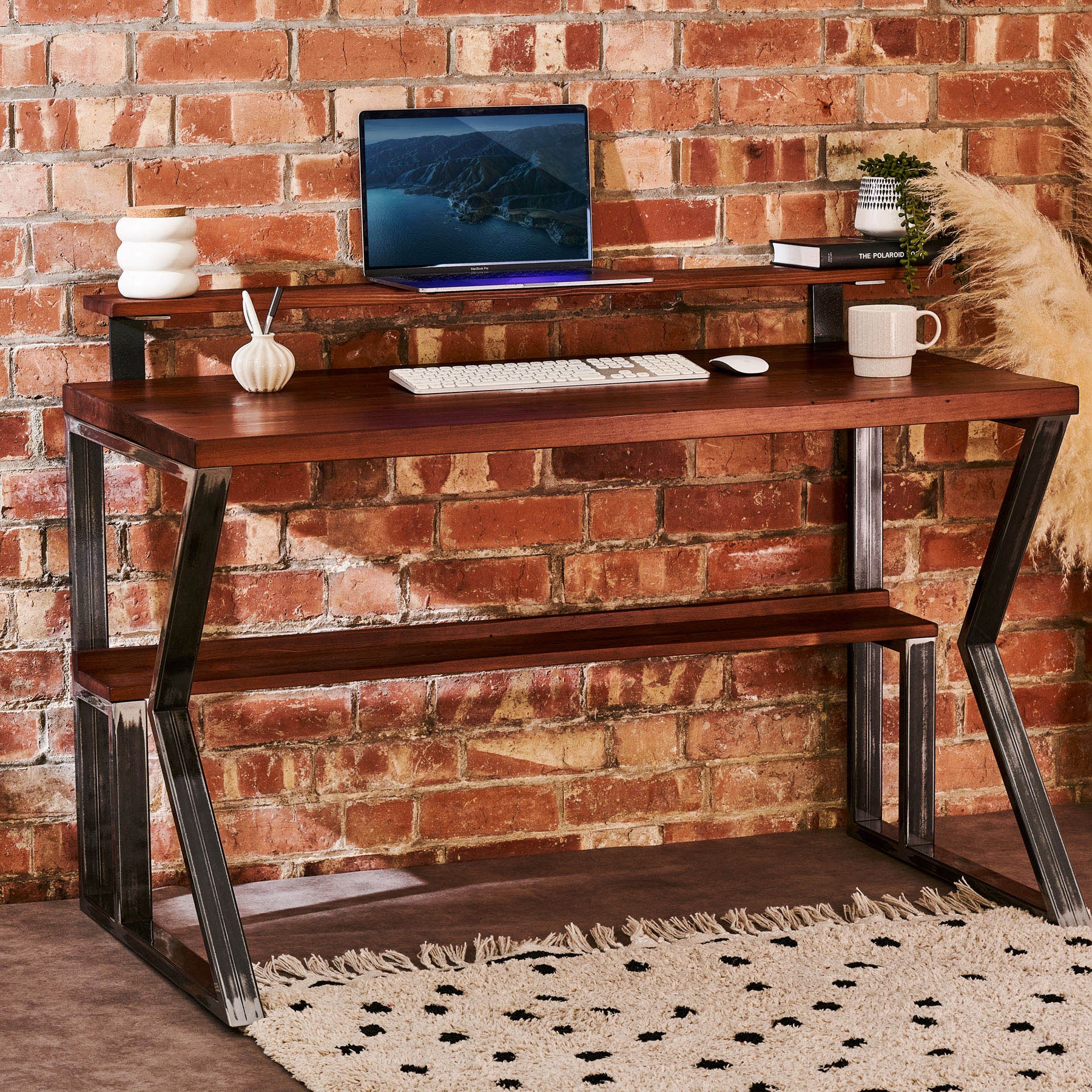 Handcrafted Minimalist Writing Desk with Reclaimed Wood and Steel Fram ...