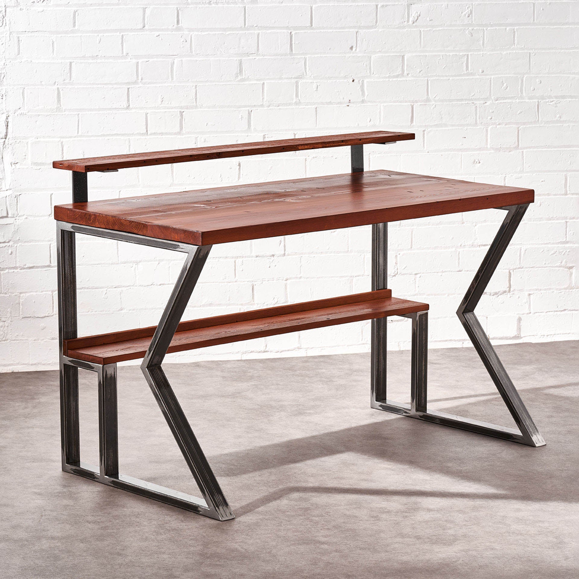 Handcrafted Minimalist Writing Desk with Reclaimed Wood and Steel Fram ...