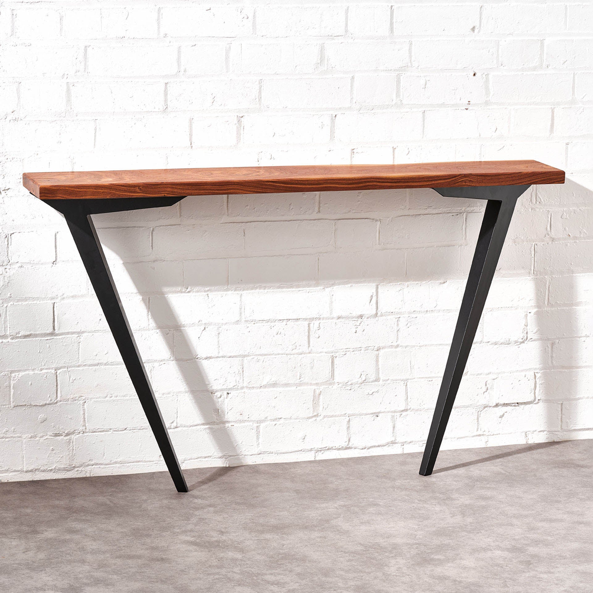 Handcrafted Walnut Console Table with 2 Angled Legs – Timber Foundry
